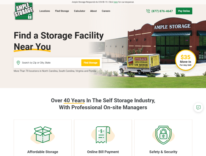 Ample Storage Center Web Design Project | Case Study