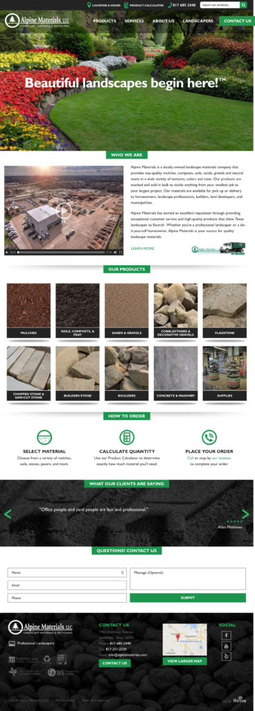 Alpine Materials | Landscaping Web Design | Thrive Agency