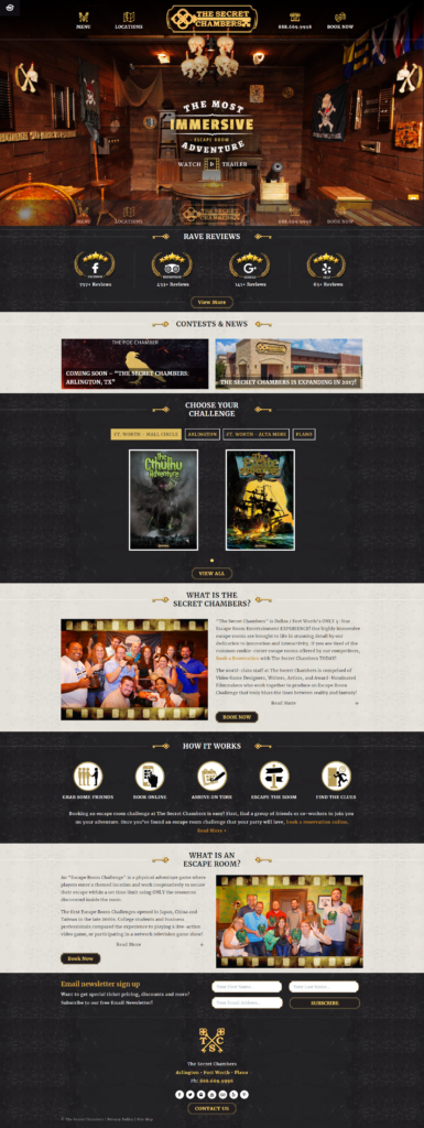 The Secret Chambers | Escape Room Website by Thrive